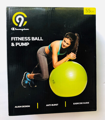 NEW IN BOX CHAMPION C9 55CM EXERCISE FITNESS BALL W/PUMP LIME GREEN ...