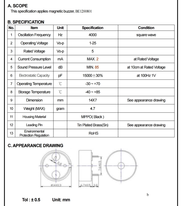 Electronic Alarm PCB Panel Mounting Piezo Passive Buzzer Sounder 14*7mm ...