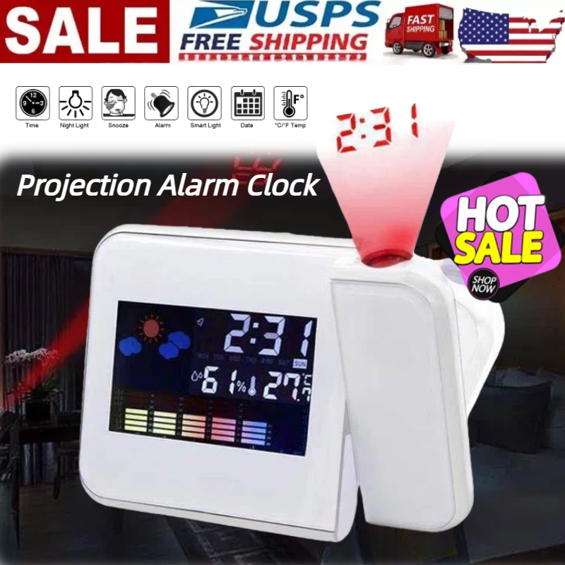 Projection Alarm Clock Weather Station Thermometer Temperature Humidity ...