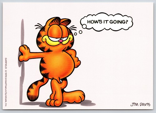 Garfield Comic~Jim Davis~Hows It Going~Cat Leaning On Wall~Continental ...