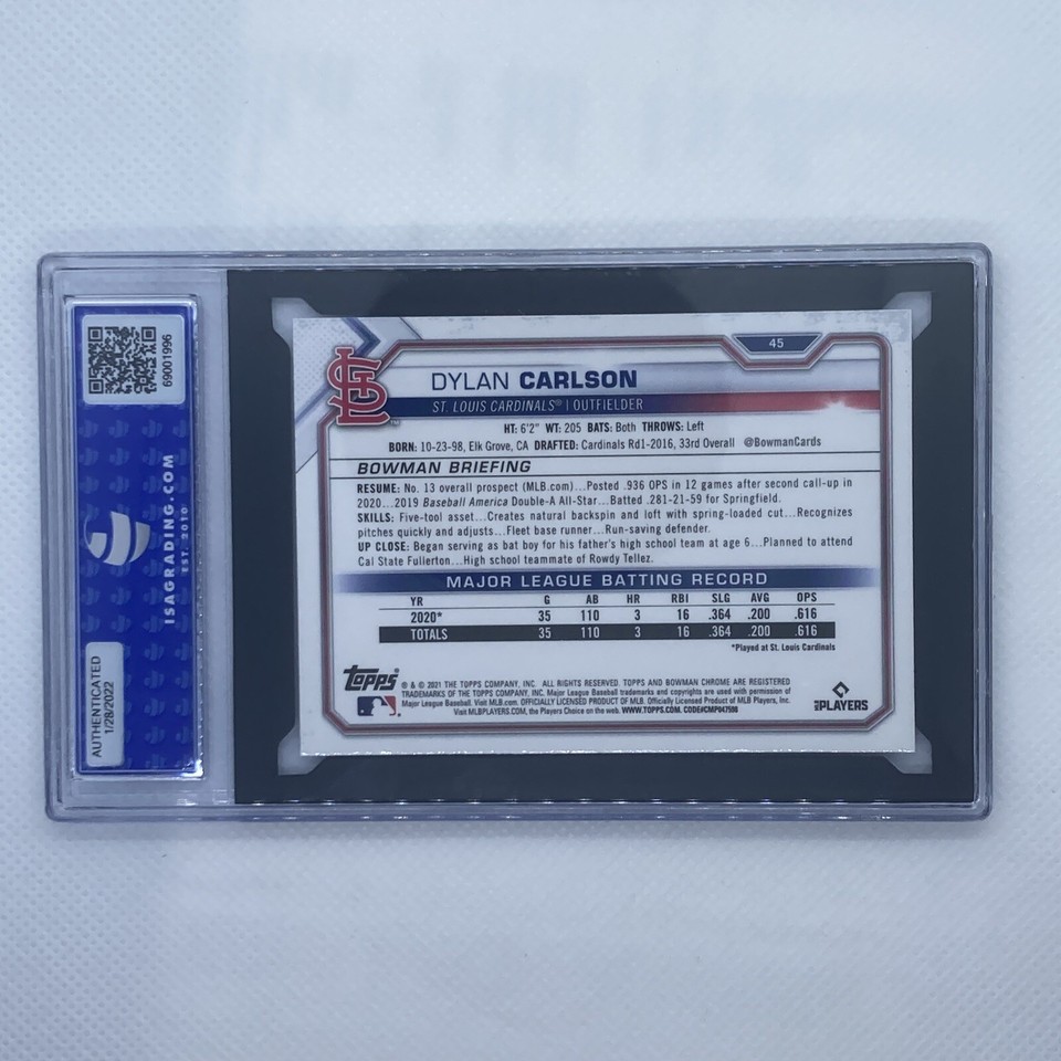 2021 Topps Bowman Chrome Rookie RC Dylan Carlson #45 ISA 10 | eBay