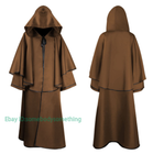 Men Hooded Wizard Cloak Robe Cloak Medieval Retro 5 Colors | eBay