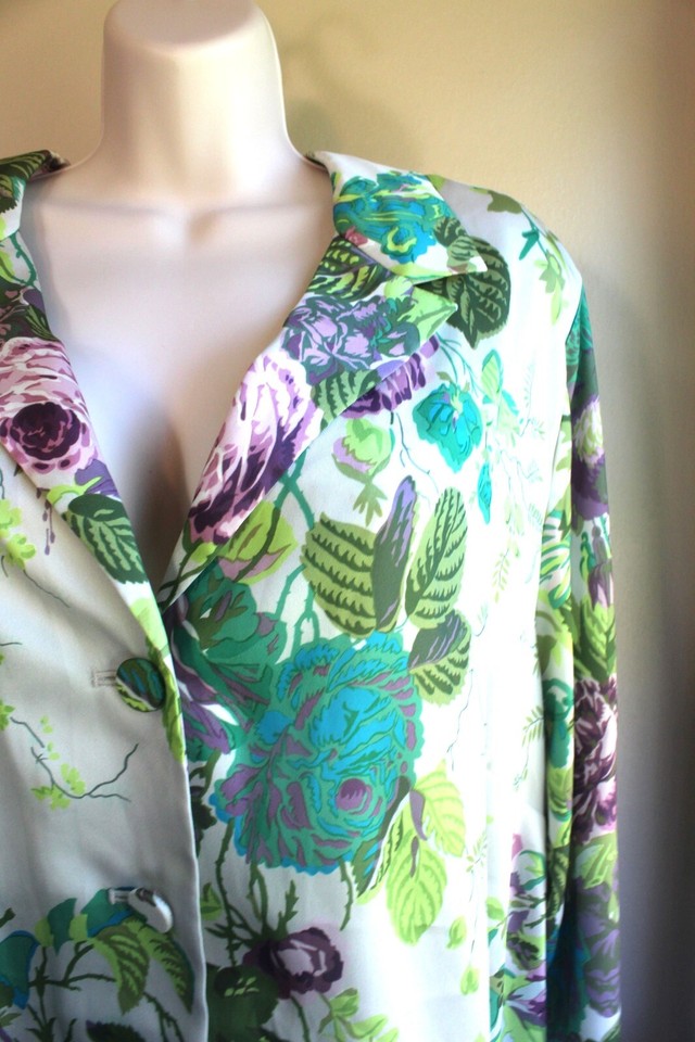 J Crew Satin Floral Bomber Shirt Womens 3X Plus Lounge Button Front ...
