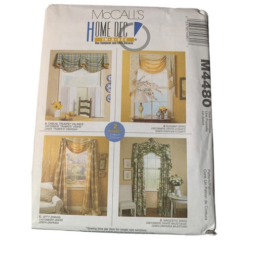 McCall's Home Dec Pattern M4480 Curtain Valance & Drapes uncut | eBay