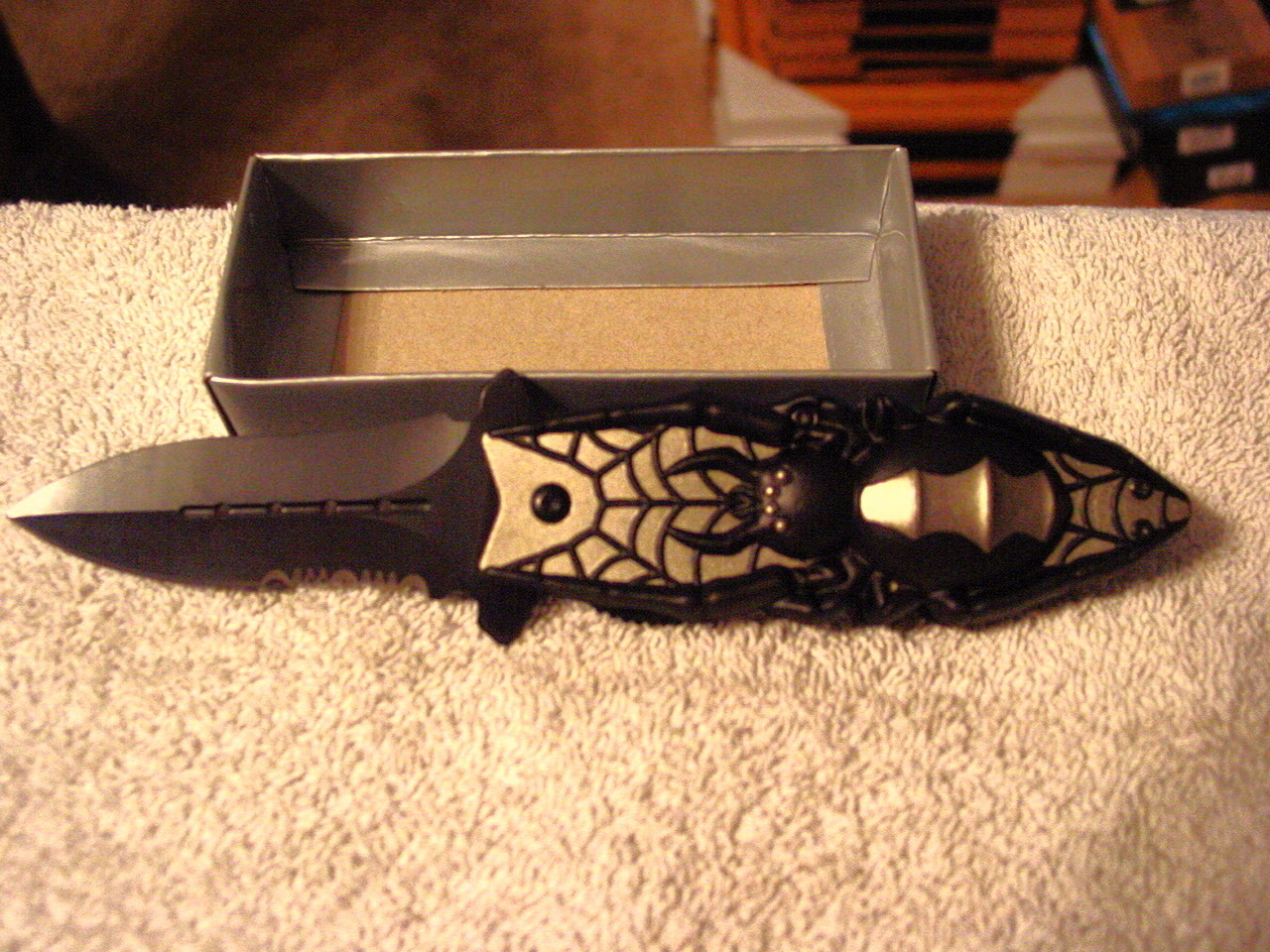 SPIDER SPRING ASSISTED POCKET KNIFE BLADE WITH BELT CLIP ( SILVER ) | eBay