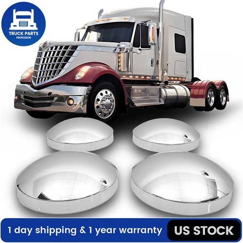 4PCS Chrome 8" Dome Rear Hub Caps Peterbilt Freightliner Kenworth Wheel ...