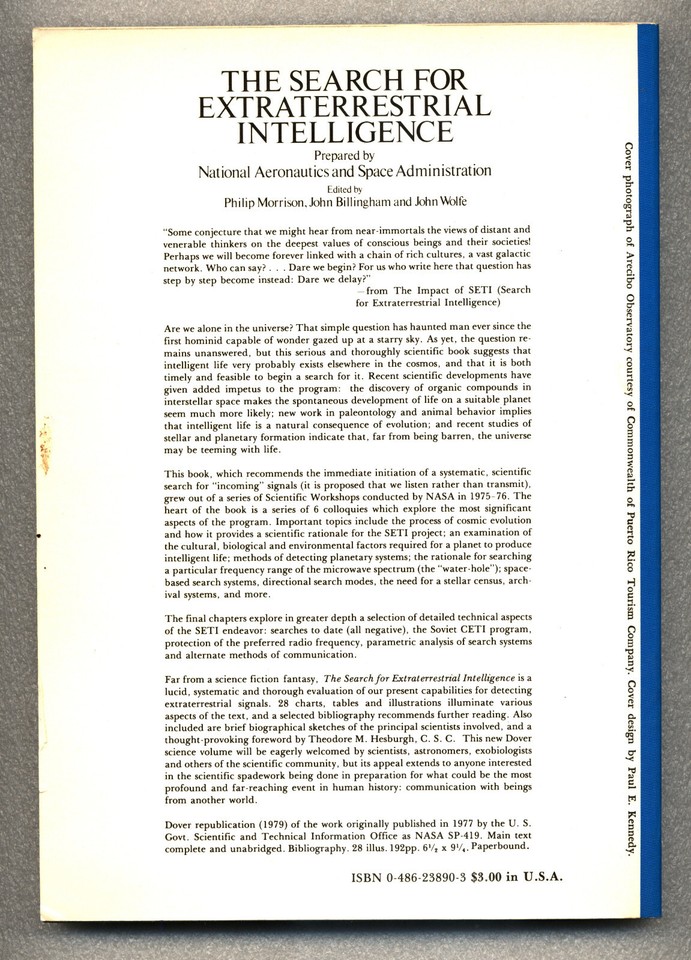 The Search for Extraterrestrial Intelligence - NASA, Philip Morrison ...