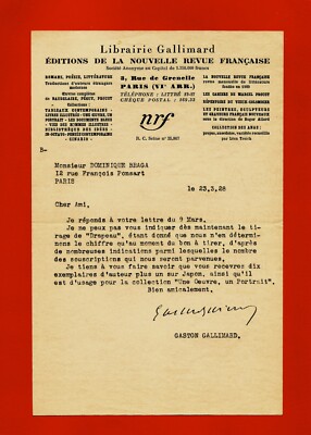 EK95-L.TAPUSCRITE SIGNÉE-GASTON GALLIMARD-ÉDITEUR-TRADUCTEUR-1928 | eBay