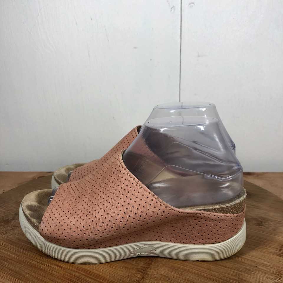 Fly London Sandals 39 Womens 8 Wigg Slides Wedge Platform Pink Leather ...