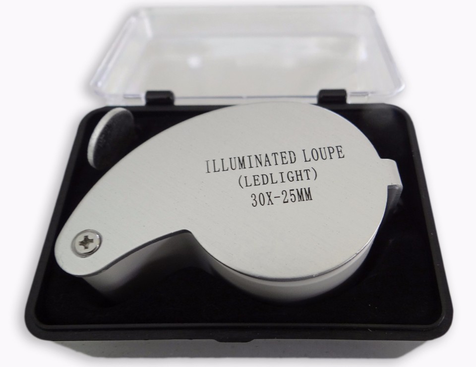 60PK 30X 25mm Illuminated LED Jewelers Jewelry Eye Loupe Magnifying ...