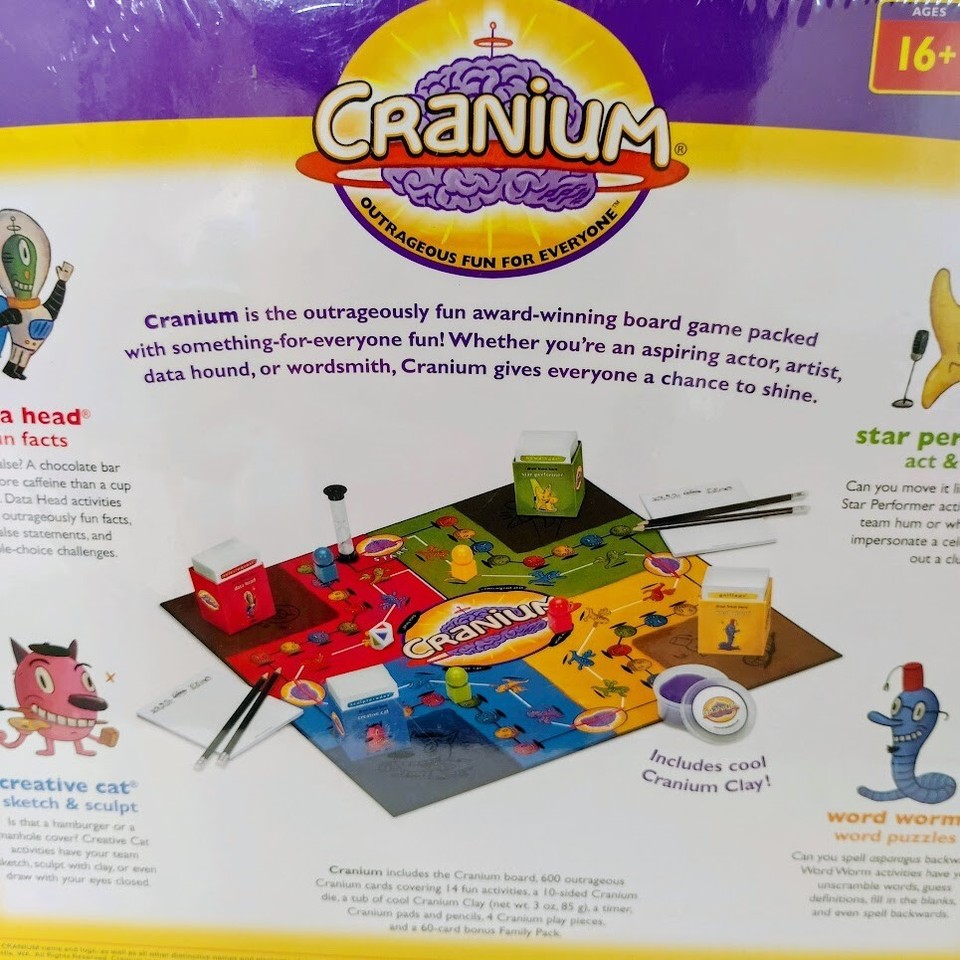 New Sealed Hasbro CRANIUM Board Game Including 60 Card Bonus Family ...