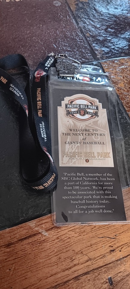 Pac Bell Park opening day lanyard with pinback April 2000 SF Giants vs ...