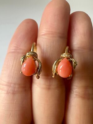 Vintage natural coral screw back Earrings | eBay