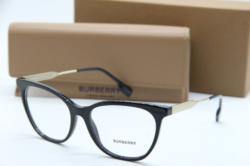 NEW BURBERRY B 2333 3001 BLACK GOLD AUTHENTIC EYEGLASSES W/CASE 55-16 ...