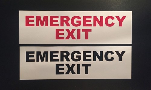 EMERGENCY EXIT VINYL STICKER MINIBUS TAXI BUS COACH VAN choice of size ...