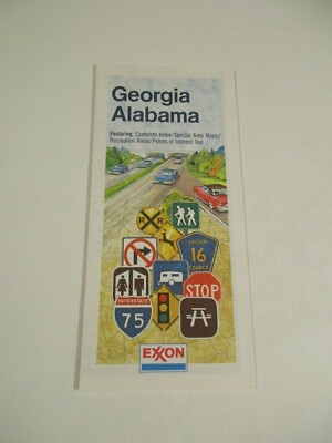 Exxon Georgia Alabama State Highway Oil Gas Station Travel Road Map~Box ...