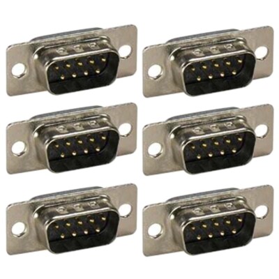 6x DB9 9 Pin RS232 Serial Port Male Assembly Solder Connector Cup ...