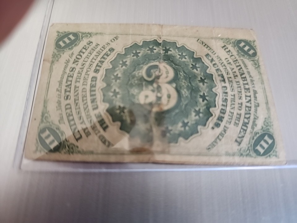 1863 Fractional Currency 3 Three Cents Note Bill 3rd Issue Washington ...
