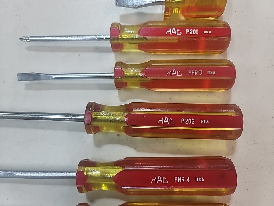 8 Mac Tools Screwdriver Set Red Yellow Handle Tools | eBay