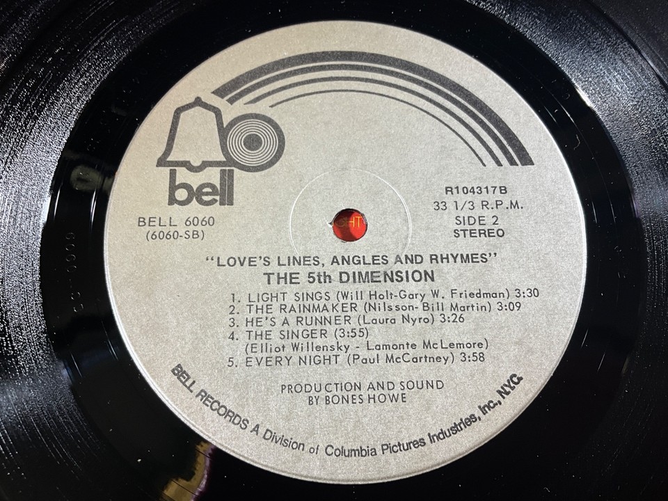 W5-72 THE 5th DIMENSION Love’s Lines, Angels And Rhymes - BELL 6060 ...