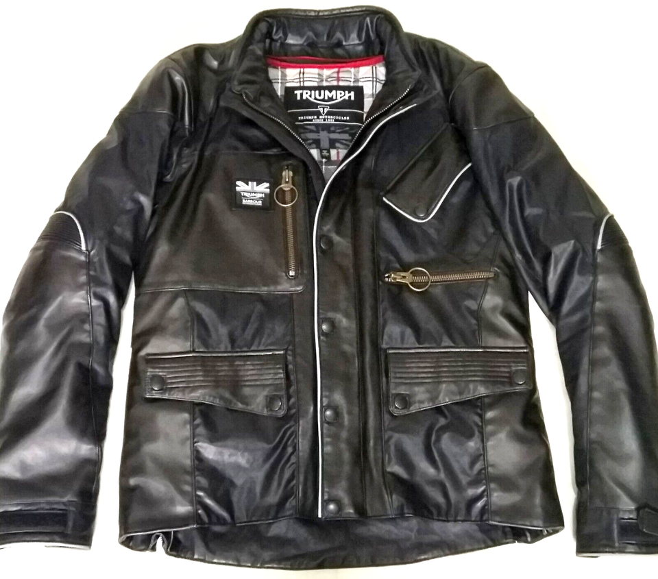 BARBOUR X TRIUMPH MOTORCYCLES LEATHER JACKET - L - SUPERB QUALITY COST ...