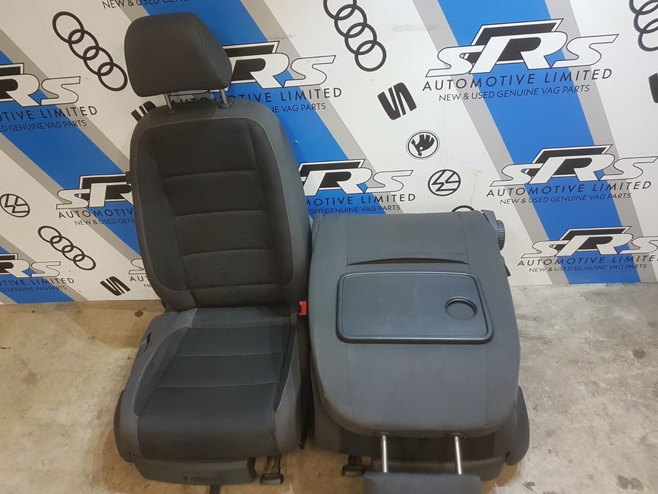 VW Touran Grey Cloth Front Seats with Rear Trays PAIR VW Caddy 2K / MK3 ...