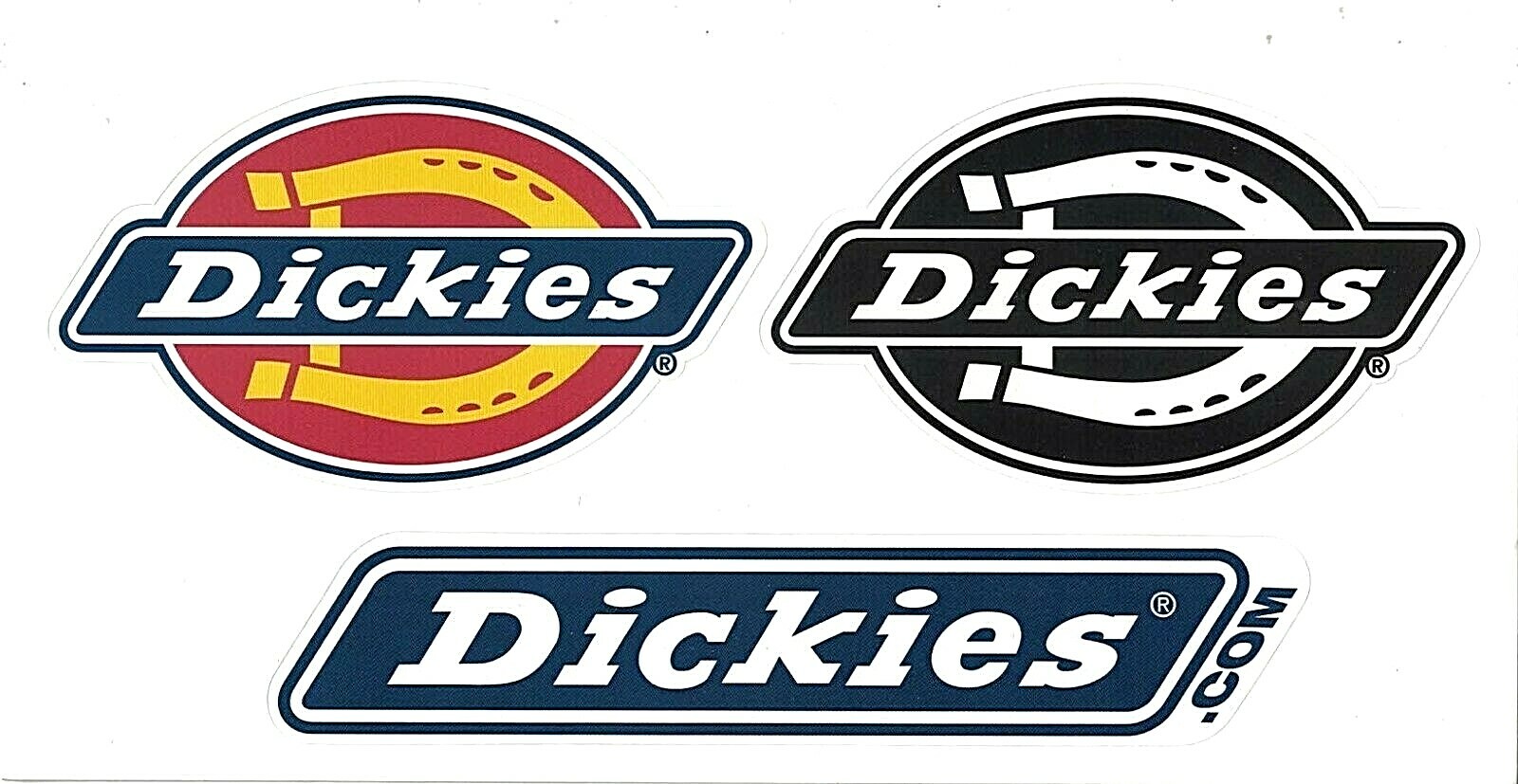 THREE DICKIES APPAREL STICKERS ~ 3.75" & 5.75" Snowboard Skateboard BMX ...