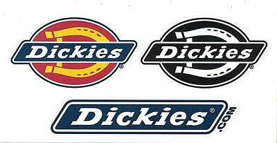 THREE DICKIES APPAREL STICKERS ~ 3.75" & 5.75" Snowboard Skateboard BMX ...