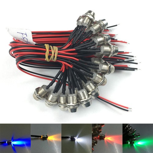 1-10 x 12V 3mm LED with holder and 20cm cable light-emitting diode ...