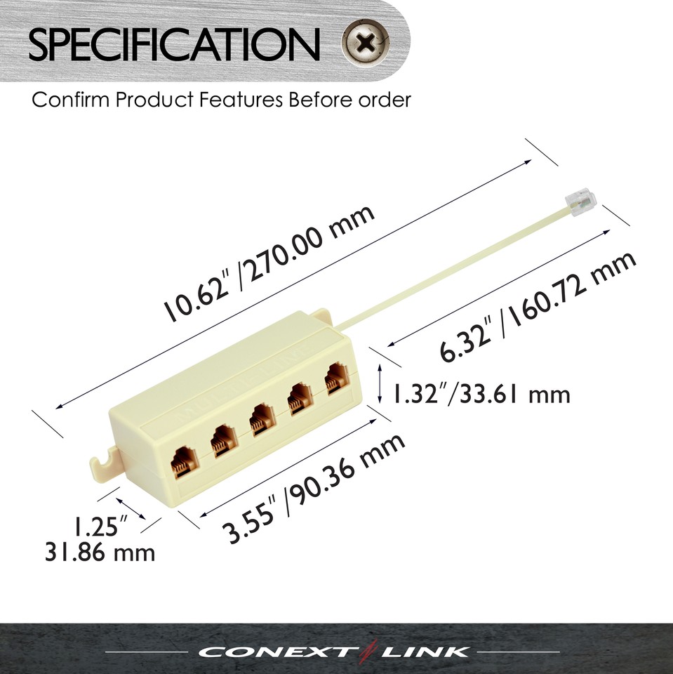 6P4C RJ11 5 Way Telephone Phone Line Modular Jack Splitter Coupler ...