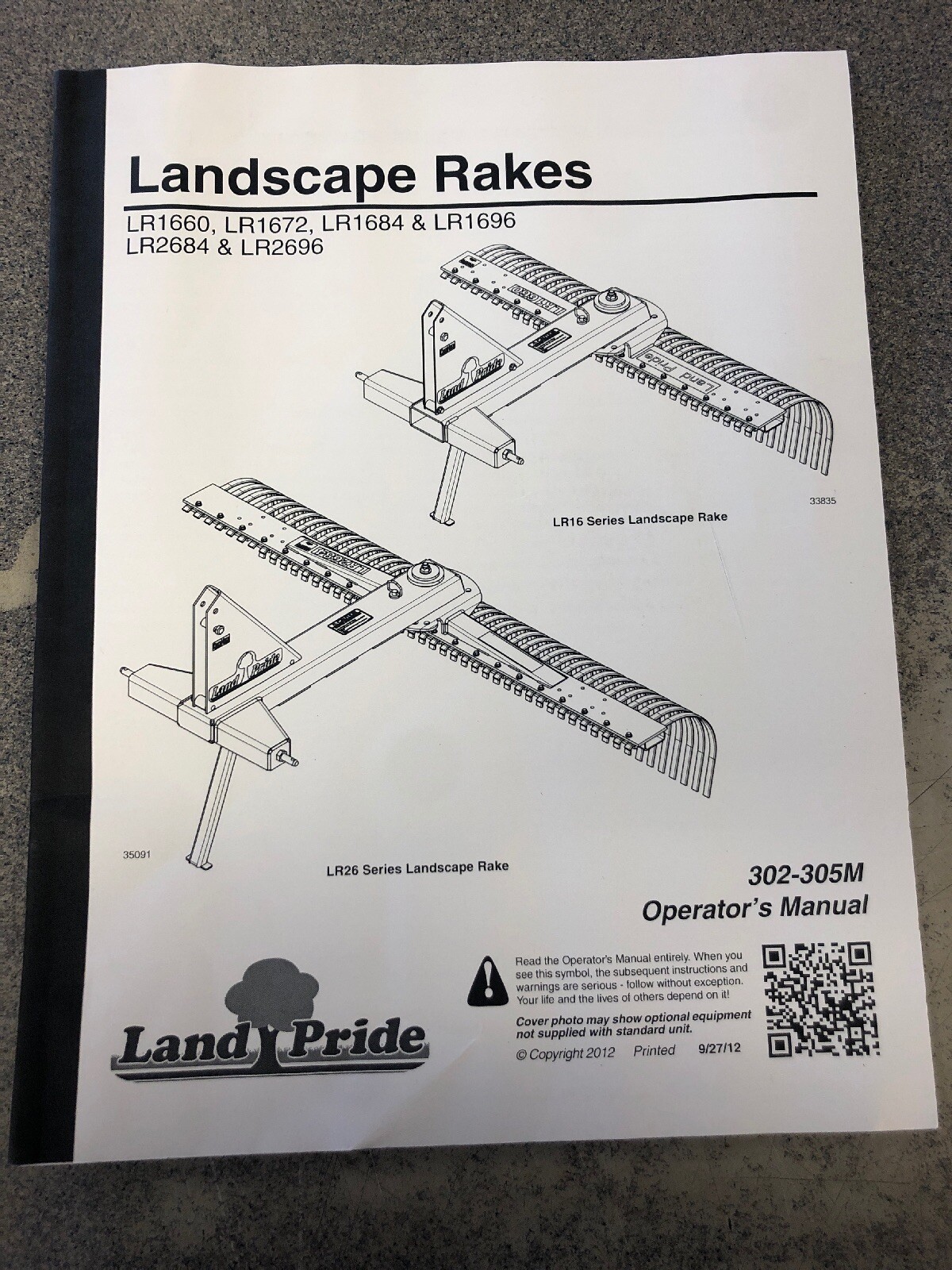 Land Pride Landscape Rakes Operator’s Manual LR1660,72,84,96 & LR2684 ...