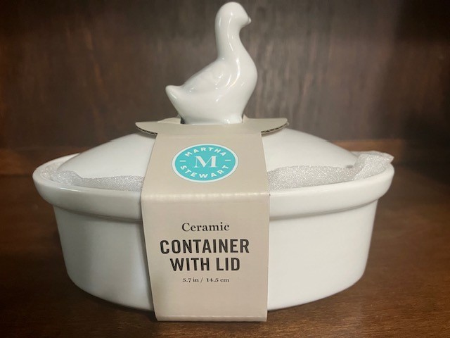 Martha Stewart - White Spring Duck Ceramic Container with Lid 5.7 in ...
