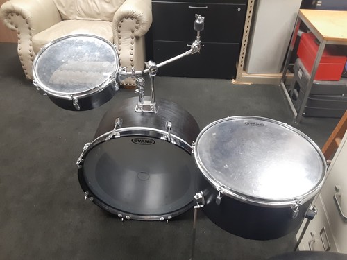 3 Drum Set 22" Bass Busk Compact Pancake Nesting Travel Drum Kit & Cymbal Mount | eBay