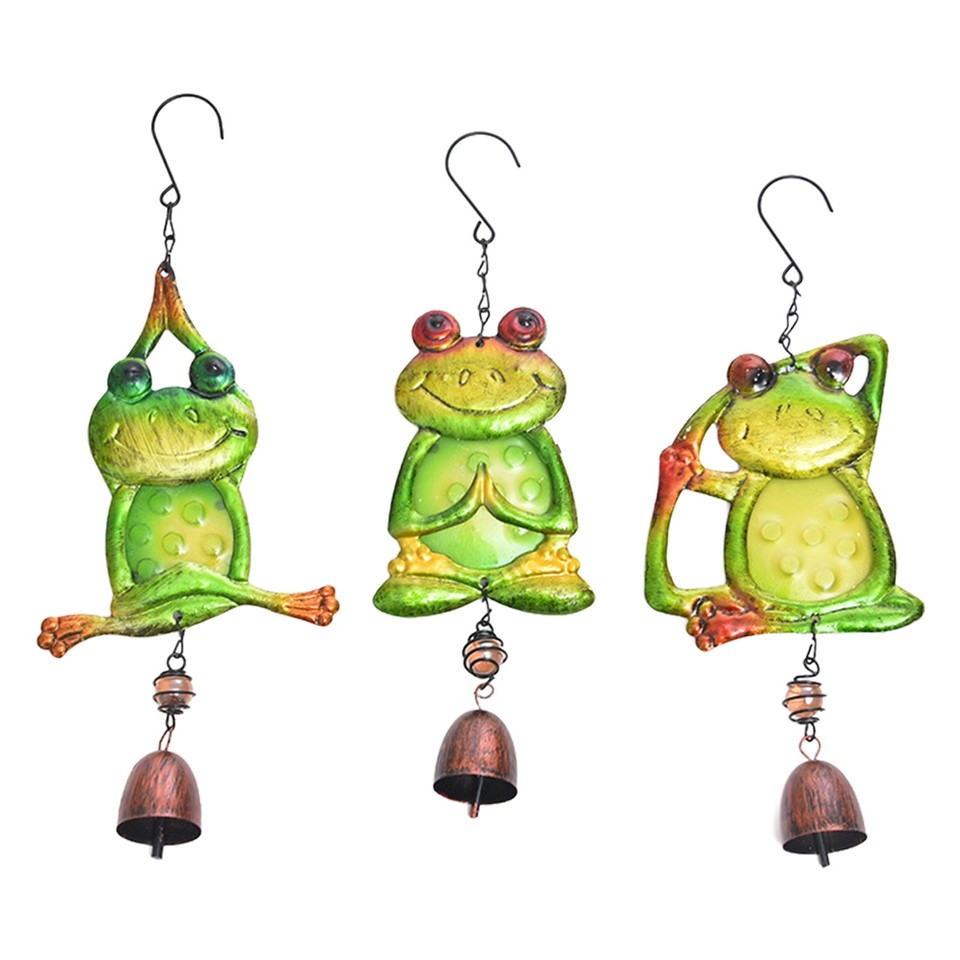 Yoga Frog Wind Chimes Hanging Funny Memorial Wind Bell Pendant Garden ...