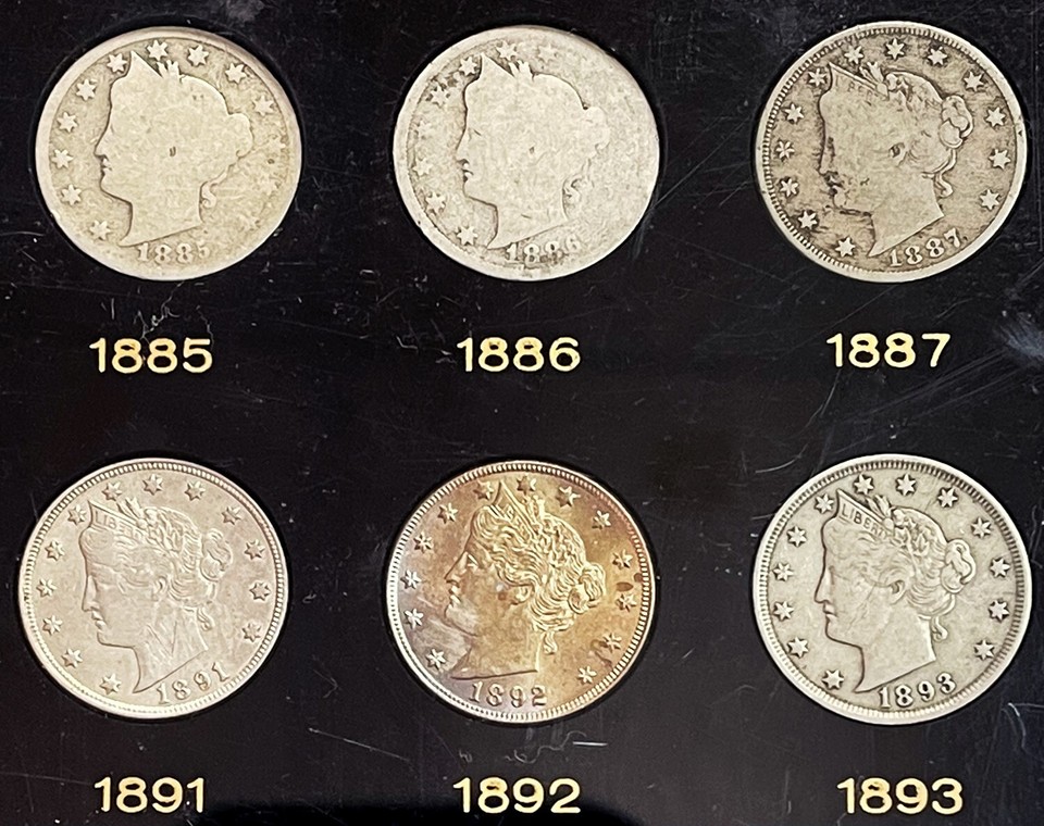 1883-1912 S COMPLETE 33 COIN US LIBERTY V NICKELS SET G -AU CONDITION ...