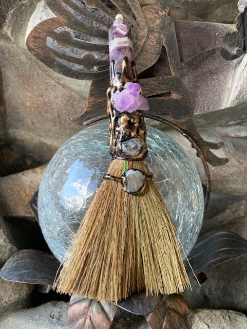 7" Carved Quartz Healing Wand With Amethyst,Crystal Wand,Healing Wand ...