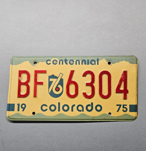 🐾1975 1976 COLORADO "PASSENGER" LICENSE PLATE (BF-6304) DENVER COUNTY ...