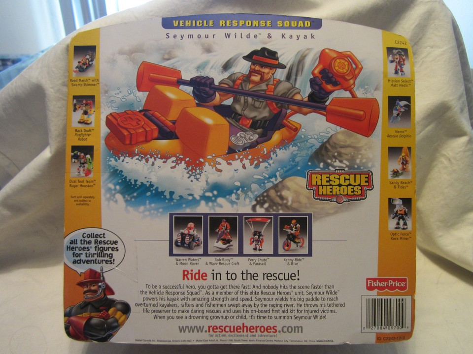Rescue Heroes Vehicle Response Squad Seymour Wilde & Kayak Fisher Price ...