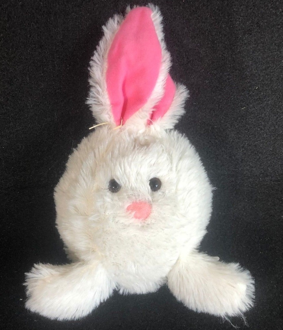 Hugfun Bunny Rabbit Snowball ROUND 6" tall Pink & White Chubby Bunny | eBay
