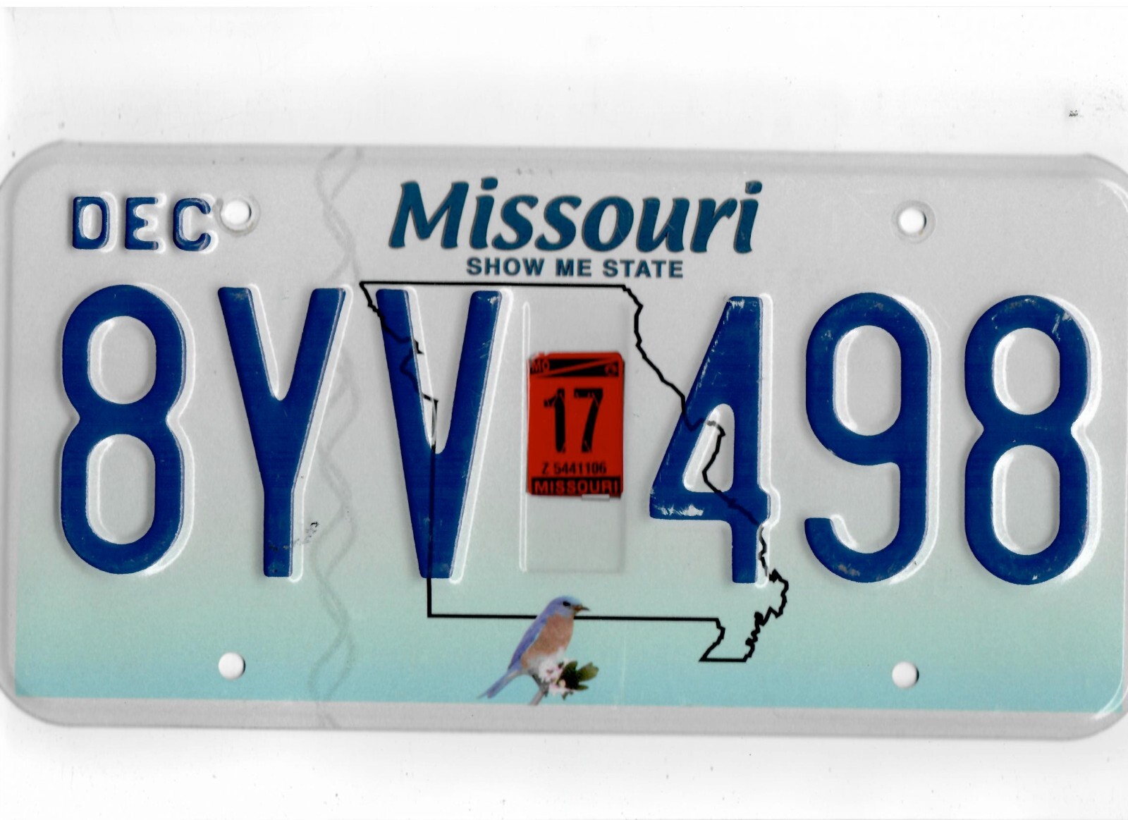 MISSOURI passenger 2017 license plate "8YV 498" | eBay