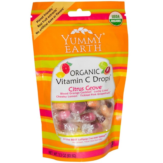 1155 Yummy Earth Organic Vitamin C Drops Citrus Grove Case of 6 3.3 Oz ...