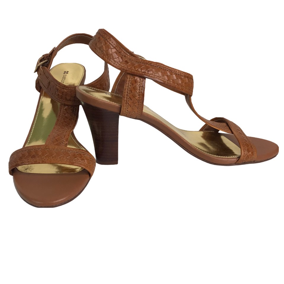 Naturalizer 8.5 Narrow Brown Sandals T-Strap 3.5" Heels Open Toe Crave ...