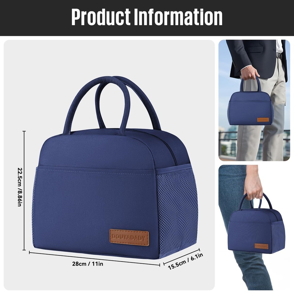 Dark Blue Lunch Bag for Women Men Lunch Box for Adults Work School ...