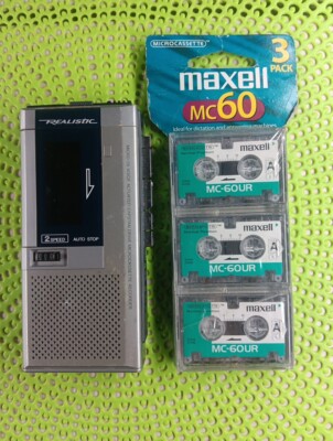 Realistic Micro-25 Micro Cassette Recorder + MAXELL MC-60UR 3 PACK New ...