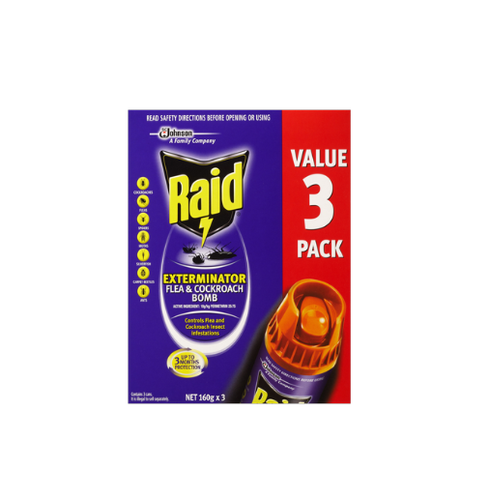 Raid 160g Exterminator Flea And Cockroach Bomb - 3 Pack | eBay
