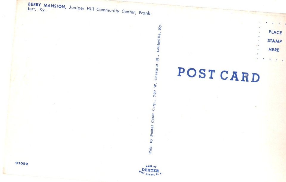 Berry Mansion, Juniper Hill Community Ctr, Frankfort, KY Postcard | eBay