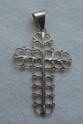 Vtg MP75 Premex 925 Sterling Silver Open Work Cross Pendant | eBay