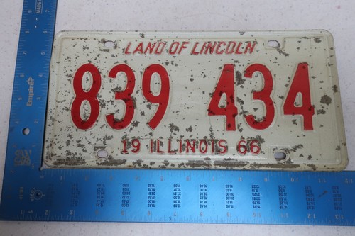 Illinois License Plate Tag IL 1966 66 839 434 | eBay
