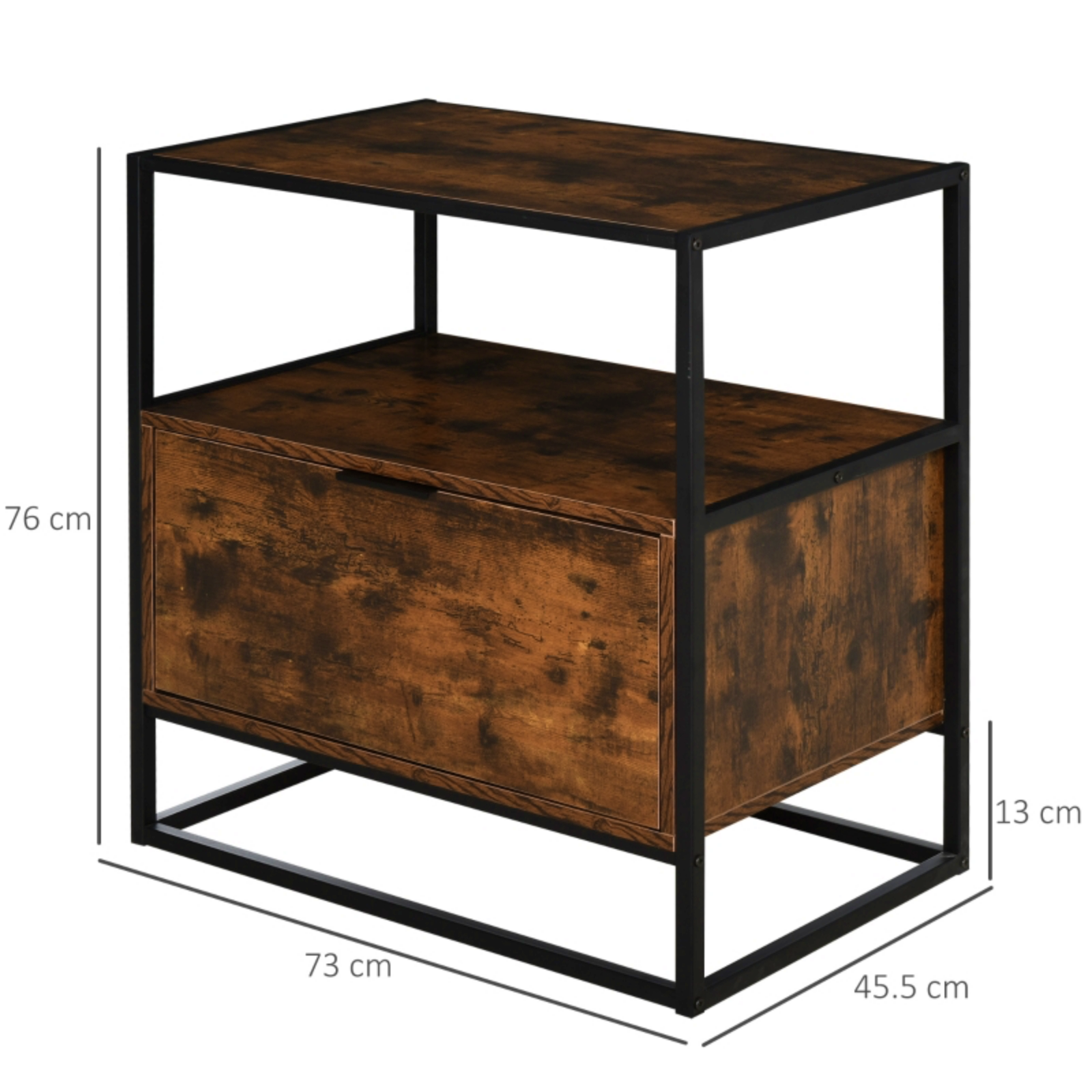 Industrial Bedside Cabinet Rustic Slim Console Table Sofa End Unit ...