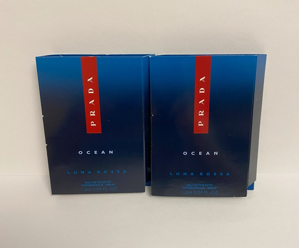 2x PRADA Luna Rossa OCEAN Eau de Toilette Spray Sample 0.04oz/1.2ml ...